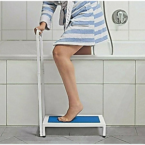 Bath Step with Handle- Step Stool with Handrail Nonslip Bath Shower Kitchen Supports Up to 500lbs Heavy Duty Step Stool