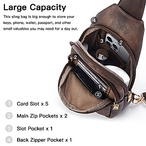 Telena Sling Bag Leather Fanny Pack Crossboday Backpack for Women Coffee