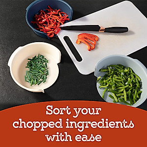 IMPRESA [3 Pack] Food Prep Bowls for Under Chopping Board - Plastic Meal Prep Container Set with Handles to Organize Countertop - Kitchen Storage Container -Food Storage & Meal Planning Accessories