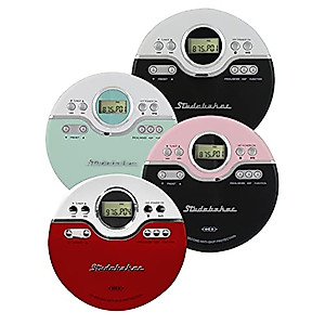 Studebaker SB3703RB Retro Joggable Personal CD Player with FM Radio - Red/Black