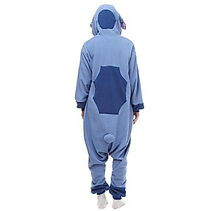 KIGUZAN Blue Stitch Onesie Costumes for Women Men Adult Unisex Halloween Party Christmas Animal Pajamas Small