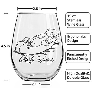 DYJYBMY Otterly Wasted Wine Glass, Otter Funny Wine Glass, New Mom Gift, Otter Gifts, Top Birthday Present Ideas from Husband, Son, Daughter, Gag Gift Idea for Her from Son, Daughter, Kids
