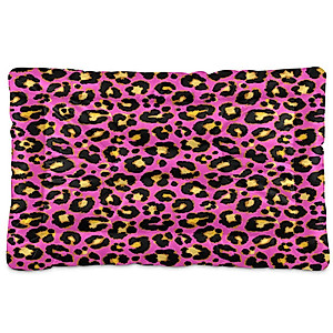 YETTASBIN Leopard Crate Pet Bed, Portable Washable Dog Cat Mat, Soft Comfortable Pet Mattress with Non-Slip Bottom for Dogs Cats Sleeping, 24 x 18 Inch