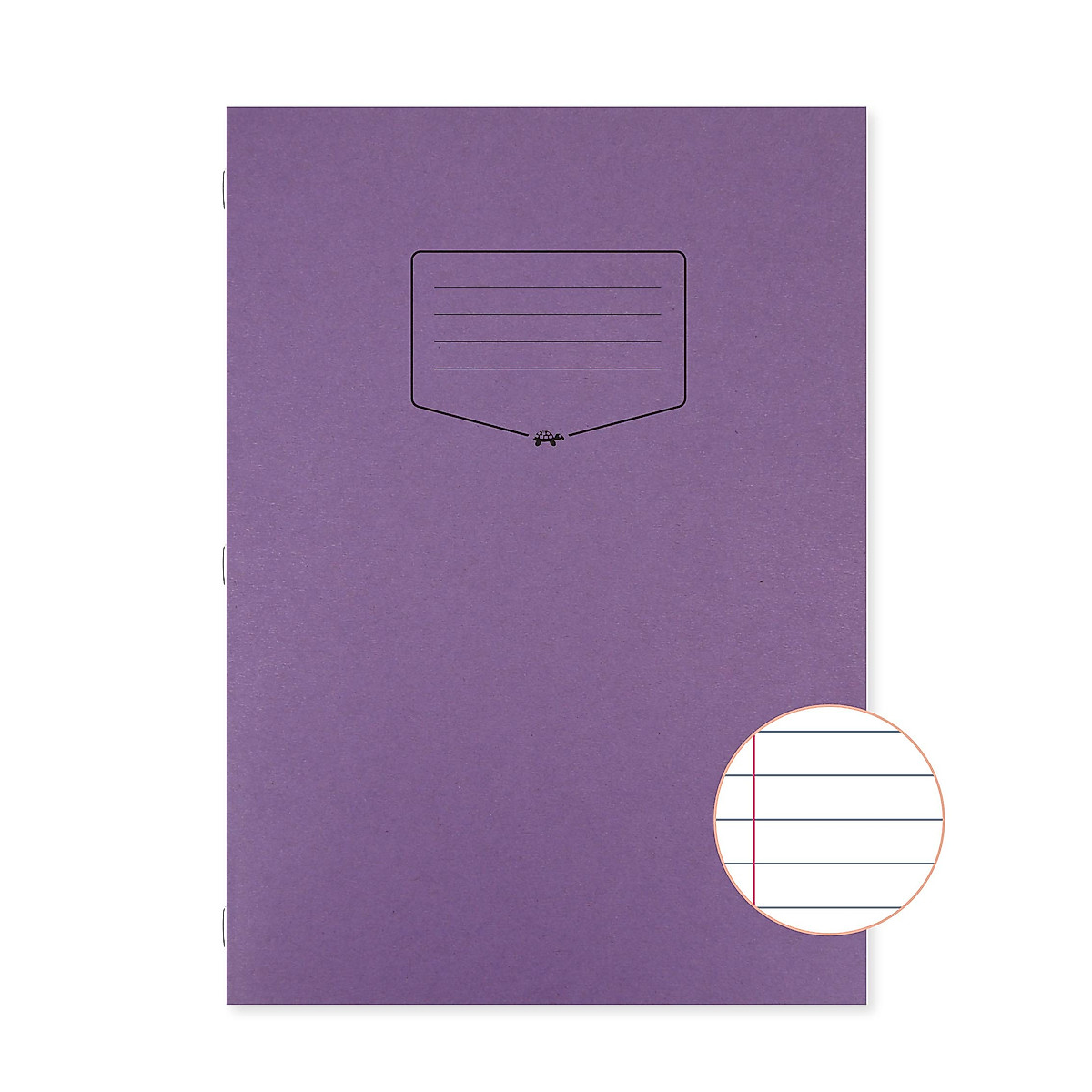 Silvine Tough Shell A4 Exercise Book, 80 Pages 8mm Feint & Margin. Purple Laminated Cover [Pack of 50]