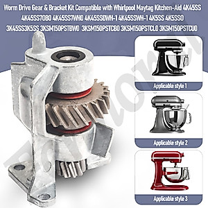 WP240309-2 240309-2 Worm Drive Gear & Bracket Kit Compatible with KitchenAid EA734273 PS734273 AH734273 4162100 4162101 4169907 4169941 4170007 4176130 949544