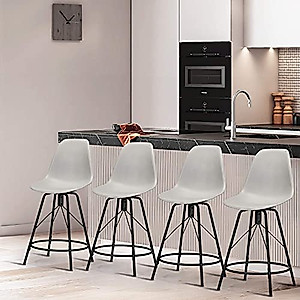 HAOBO Home Swivel Metal Bar Stool Counter Stools[Set of 4] for Indoor/Outdoor Dining Office Chair (Swivel 26" Gray)