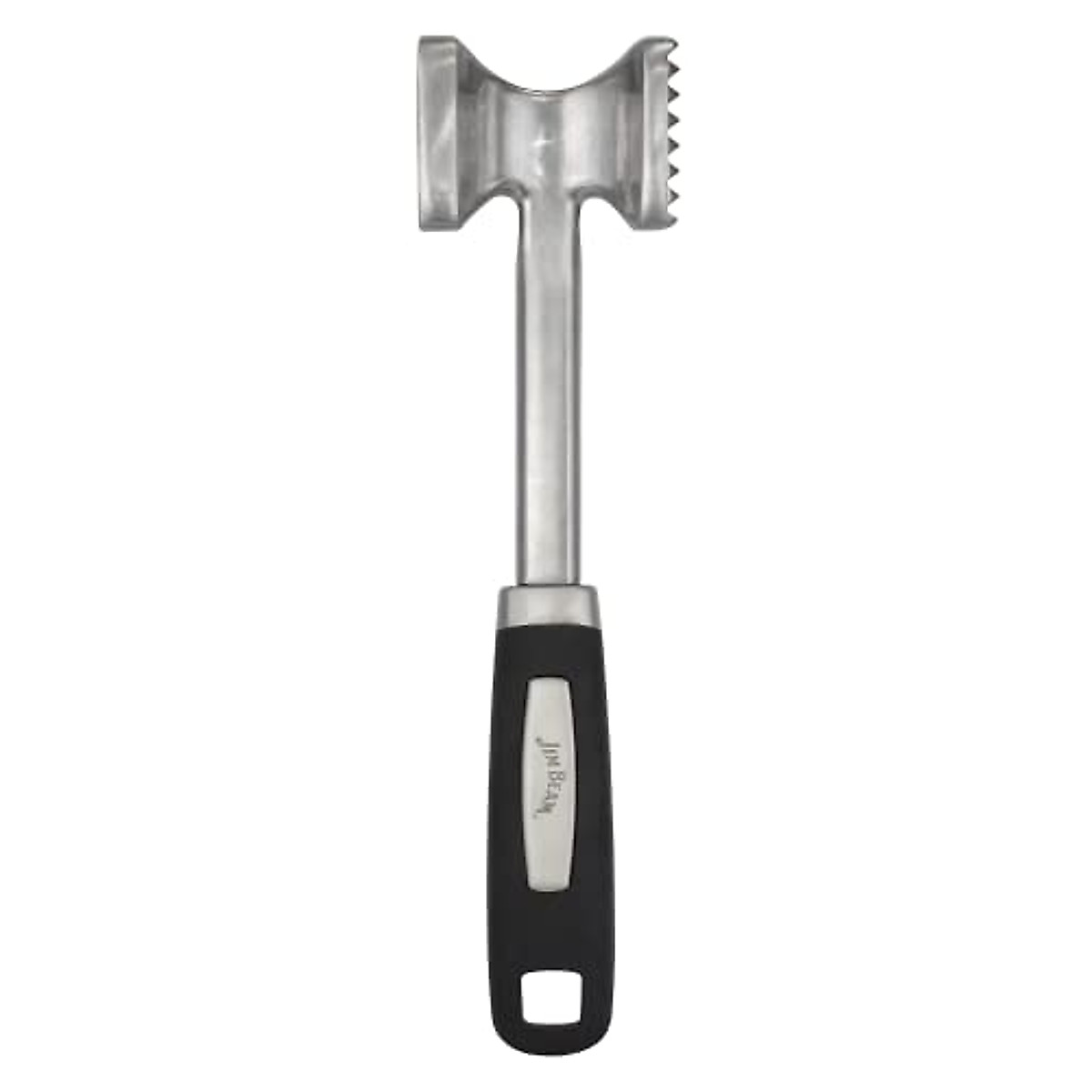 Jim Beam Stainless Steel Heavy Duty Construction Meat Tenderizer with Soft Grip Handle, Medium, Silver