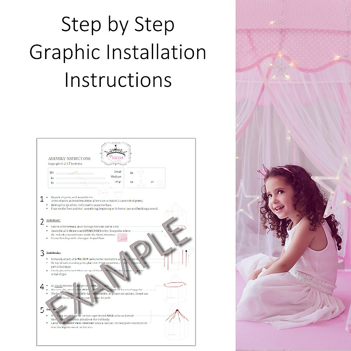 Princess Castle Playhouse Tent Toy for Girls, Pink Kids Play House Indoor, Christmas Birthday Gift for Little Girls Age 3 4 5 6 7, Play Tent for 3-10 Year Old Girl