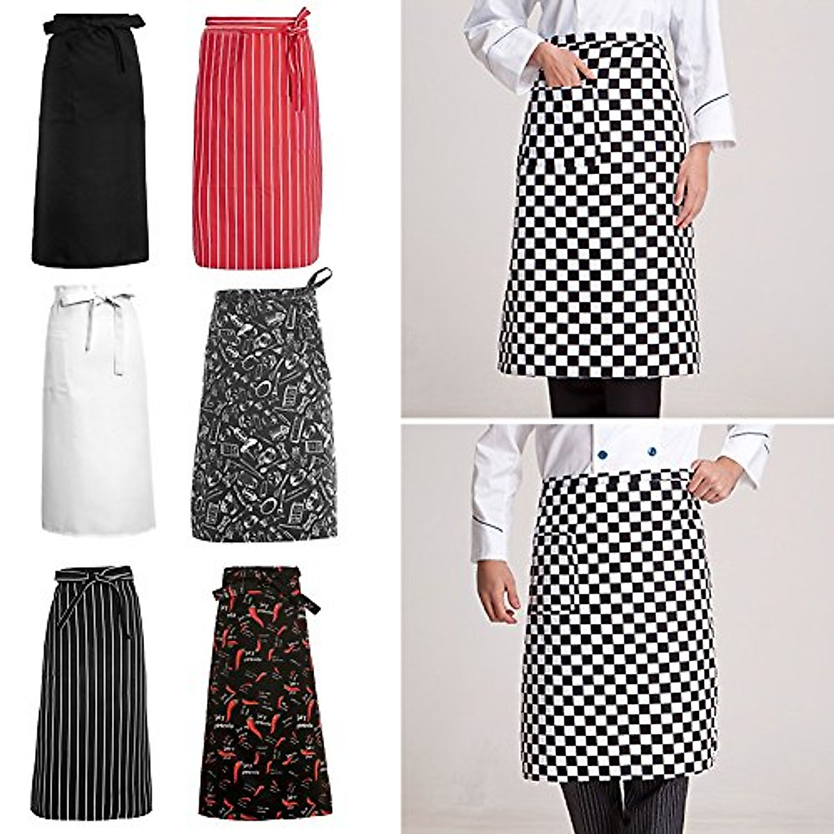 zuarfy Kitchen Aprons Half-length Long Waist Apron Catering Chefs Waiters Uniform New