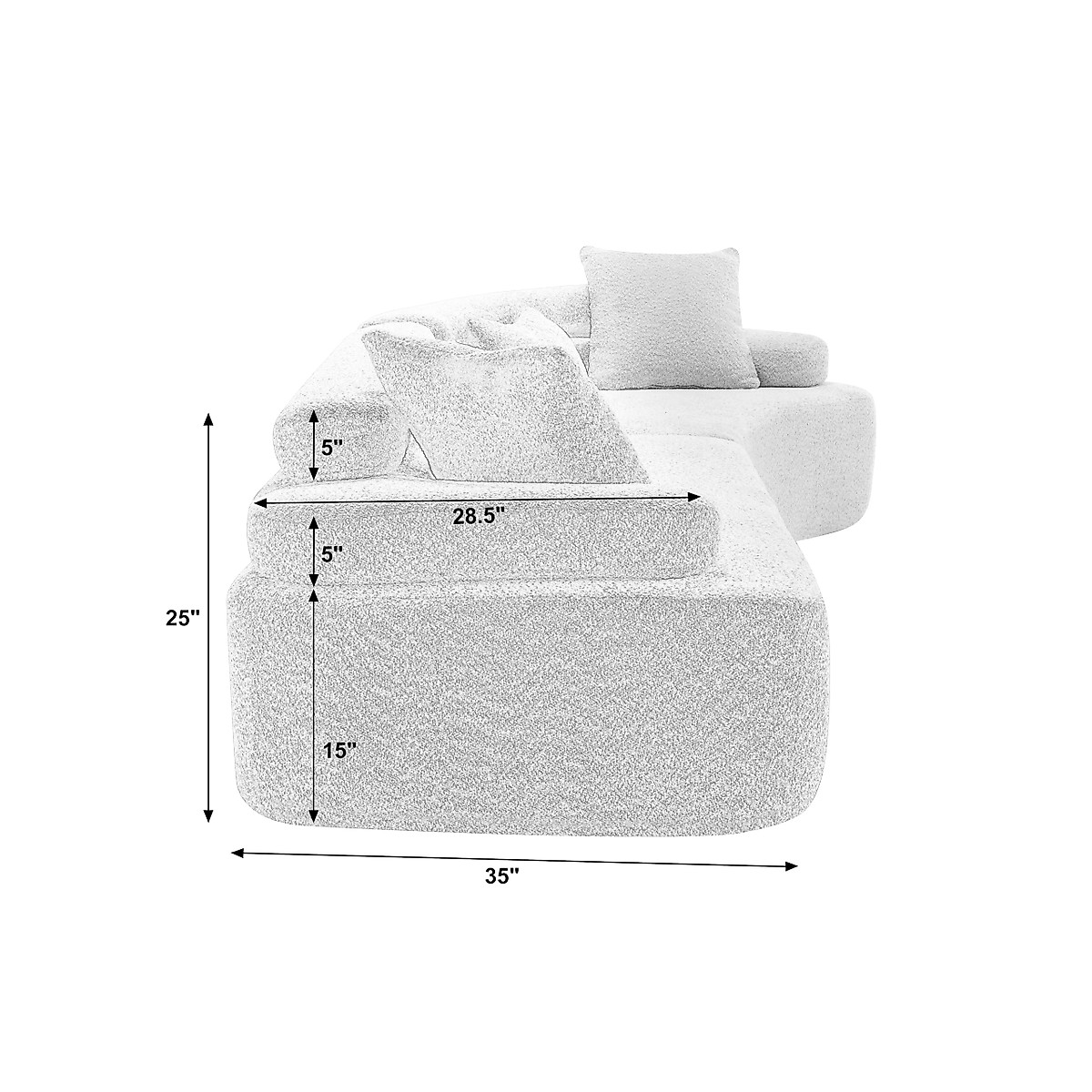 Yoglad Curved Modular Sectional Couch with 4 Pillows, Comfy Floor Sectional Sofa,Free Combination Deep Seat Furniture Sets for Living Room Bedroom Apartment (Light Gray)