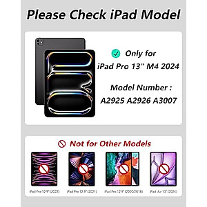 JADEMALL for iPad Pro 13 inch Case with Keyboard (M4) 2024, Wireless Magnetic Bluetooth Keyboard, Detachable Keyboard with Pencil Holder, Auto Sleep/Wake, Folio Cover for iPad Pro 13 inch, Black