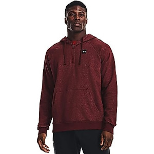 Under Armour Mens Rival Fleece 1/2 Zip Hoodie, (690) Chestnut Red Light Heather / / Onyx White, X-Large