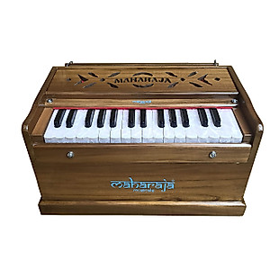 Harmonium #1, Maharaja Musicals, Handmade Harmonium, 2.5 Octave (Saptak), Standing, Burma Teak, Two Bellow, Padded Bag, Tuned A440, Natural Color, PDI-FFH