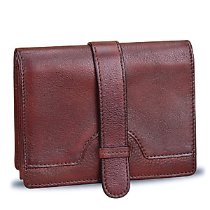 LRTO Genuine Leather Small Purse Wallet for Women RFID-Blocking Handmade Clutch Wallets Money Clip Card Organizer (Brown)