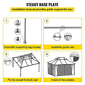 Happybuy Patio Gazebo, 10’ x 12’ Outdoor Gazebo Canopy, Patio Canopy w/Double PVC Plastic Roof, Aluminum Frame with Curtains and Netting, Shelter for Patios, Backyard, Outdoor Lawn