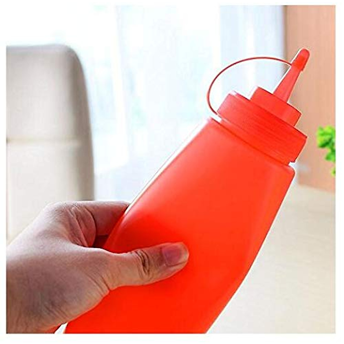 VASANA 3PCS 12oz/360ML Empty Refill Plastic Squeeze Sauce Condiment Bottles Mustard Storage Jar Pot Ketchup Vinegar Cream Honey Salad Dressing Bottle with Twist on Cap Lids for Home Kitchen Use