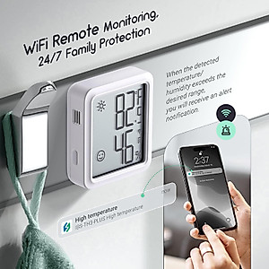 INKBIRD WiFi Thermometer Hygrometer, Indoor Temperature Sensor IBS-TH3-PLUS with Electronic Display, Humidity Monitor with App Alert 1 Year Data Storage Export, Digital Remote Monitor for Room