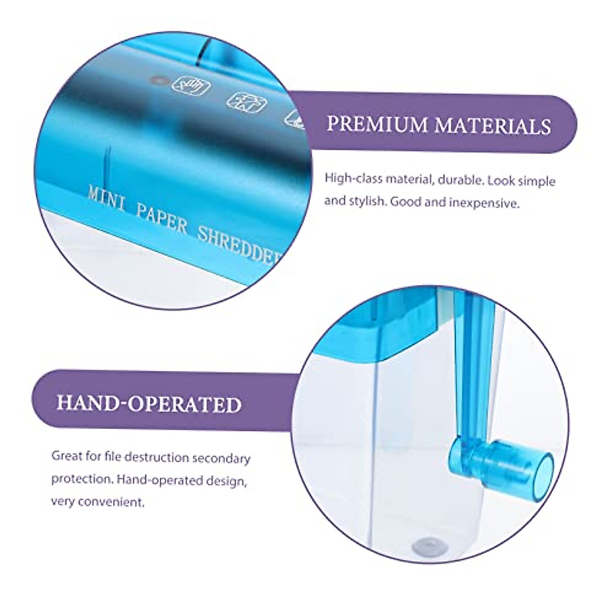 WATIIFUFU File Shredder Document Shredder Desktop Hand Shredder Paper Strip Cutter Paper shredders Cardboard Shredder Mini Desktop Shredder Small abs Office Household Products Hand Crank