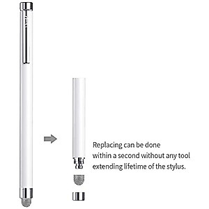 Stylus Pens for Touch Screens, ChaoQ 4 Pcs Mesh Fiber Stylus, with 4 Replaceable Mesh Tips and 4 Replaceable Rubber Tips (Silver, Black, White, Champagne)