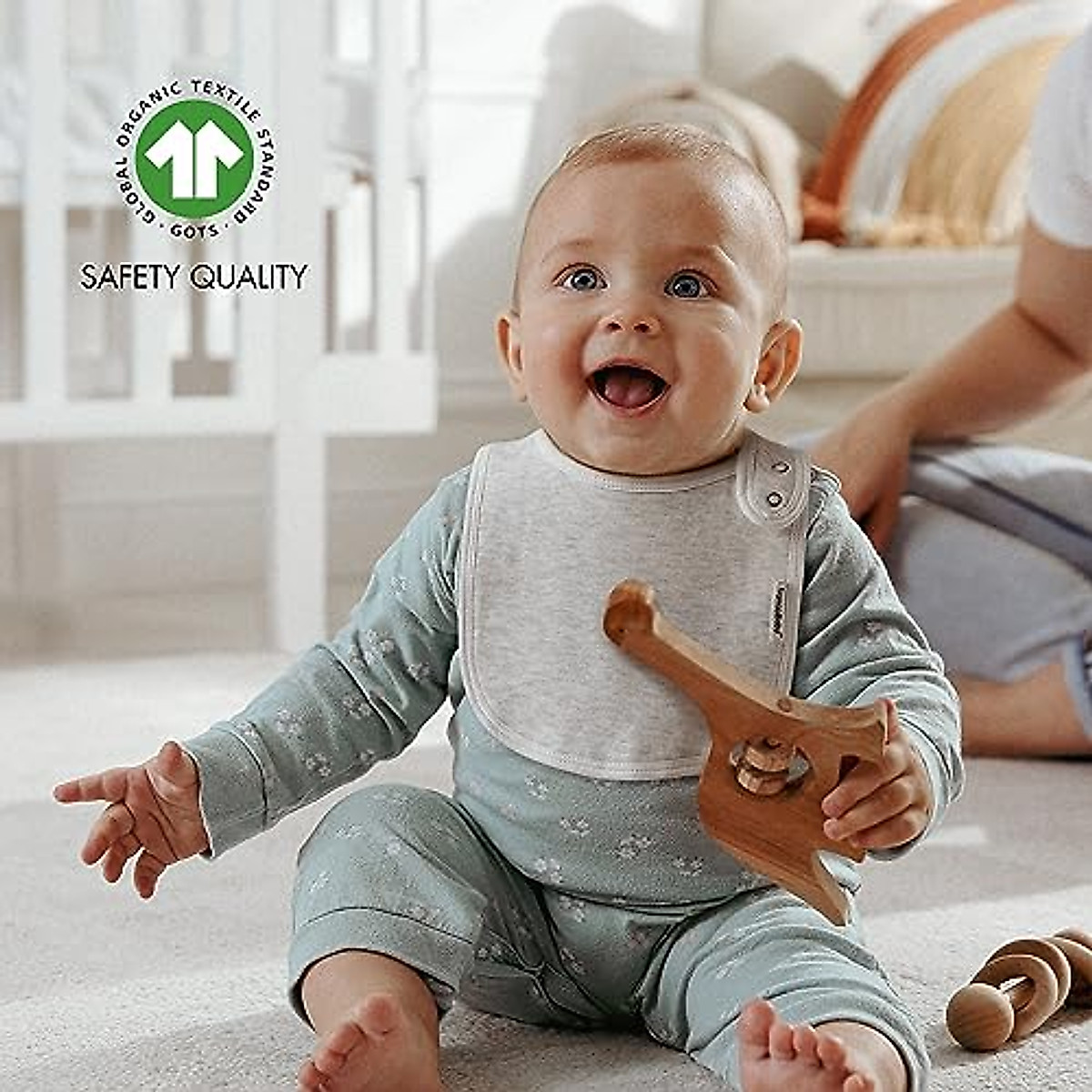 Baby Bibs with Snaps,Organic Cotton Bandana Bibs for Baby Girls, Super Soft Absorbent Snap Bibs for Newborns and Toddlers, Adjustable,Machine Washable