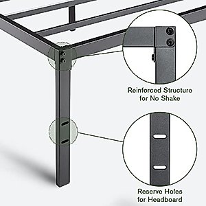 IMUsee Heavy Duty Twin Size Platform Bed Frame with 18 inch Large Under Bed Storage Space, Sturdy Metal Frame/Mattress Foundation/No Box Spring Needed/Easy Assembly/Noise-Free