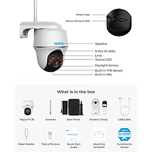REOLINK Security Camera Wireless Outdoor, Pan Tilt Solar Powered with 2K Night Vision, 2.4/5 GHz Wi-Fi, 2-Way Talk, Works with Alexa/ Google Assistant for Home Surveillance, Argus PT w/ Solar Panel