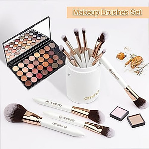 OMANIAC® Professional Makeup Brushes Set (12Pcs), Comfortable To Hold And Easy To Use. Full Face Travel Make up Brushes Set with Case, Perfect Birthday Gifts for Women.