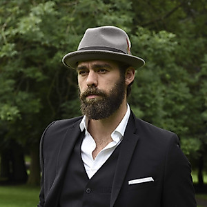 Mens Gray Fedora Hats, 100% Wool Crushable Hat, Packs Easy, Stain Resistant, Stylish Fedora (Also Available in Black)