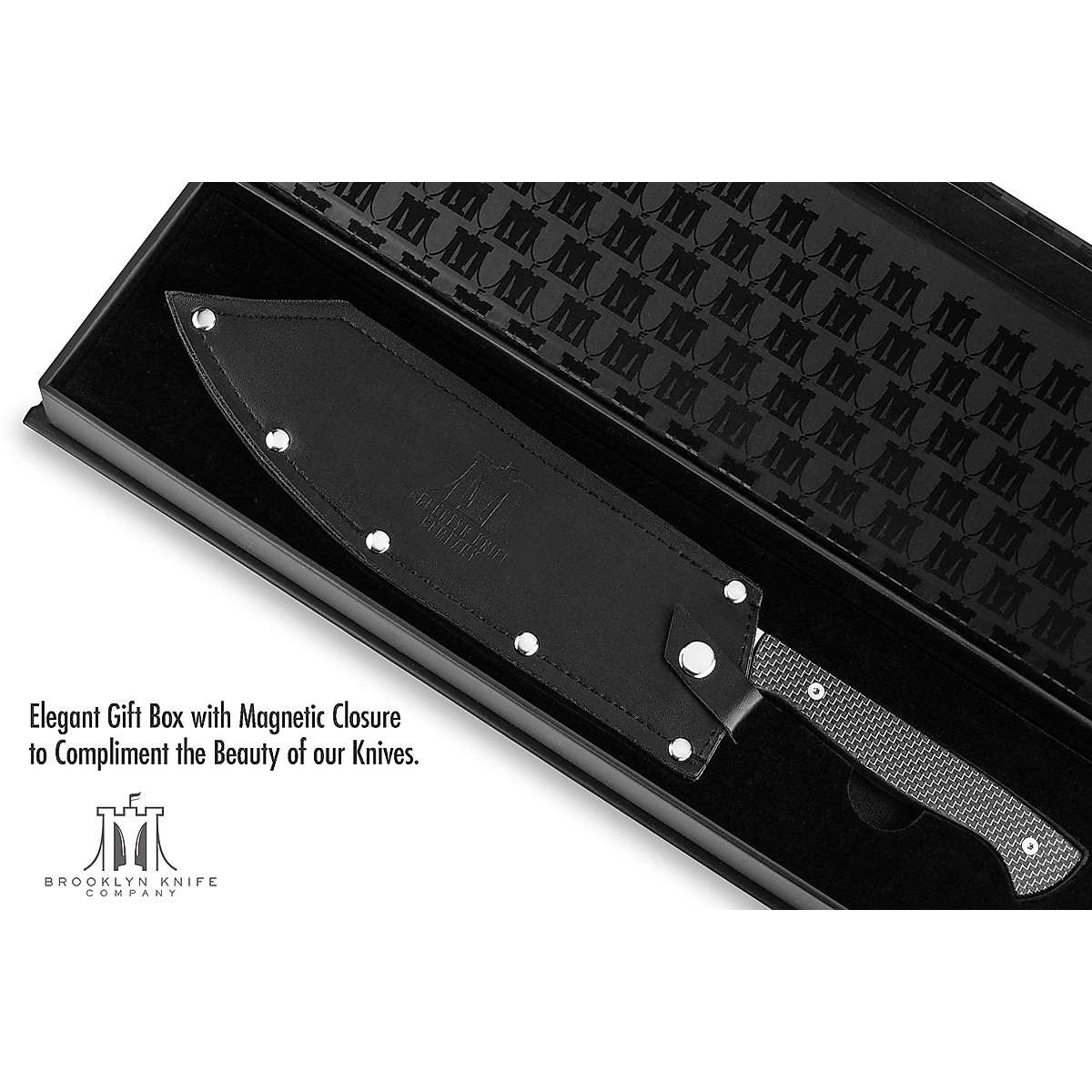 Brooklyn Knife Co. Santoku Knife - Carbon Fiber Series - Japanese AUS-08 HC Super Steel -Sheath, 7-Inch