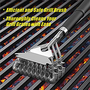 Grill Brush and Scraper Bristle Free, Strong Handle Complete Grill Cleaning Set for Outdoor Grill, BBQ Accessories with Hanging Hook BS5219