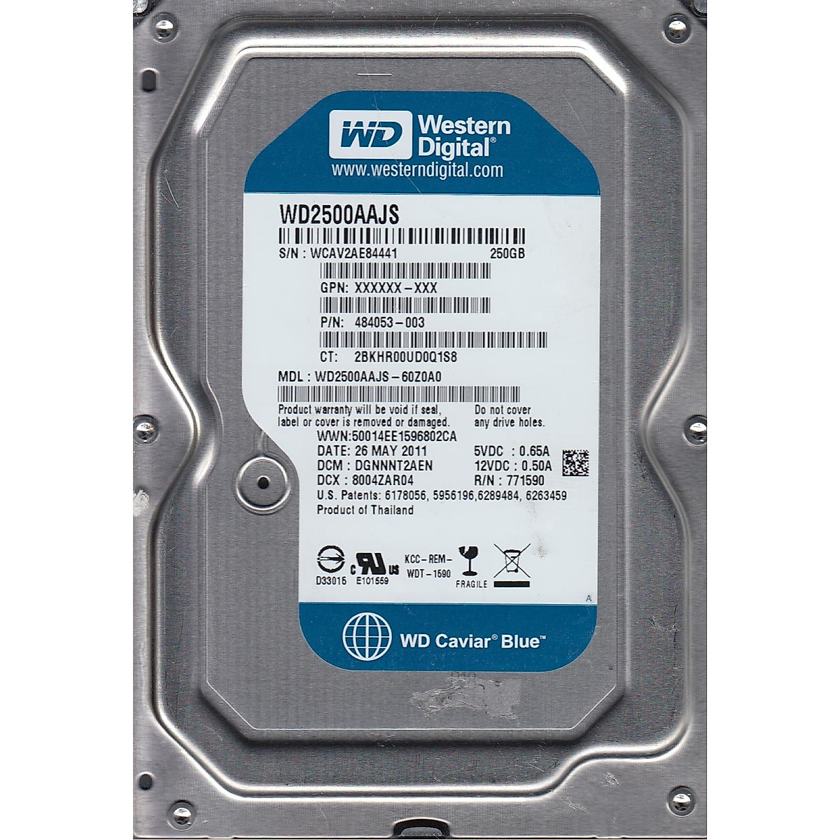 WD2500AAJS-60Z0A0, DCM DGNNNT2AEN, Western Digital 250GB SATA 3.5 Hard Drive