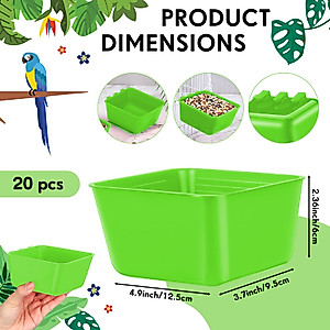 Maxdot 20 Pcs Cage Cups Chicken Feeder Waterer 16 oz Birds Feeders Hanging Bunny Cage Feeder Chicken Water Bowl for Pet Parrot Rooster Parakeet Gamefowl Poultry Pigeon Wire Cage (Green)
