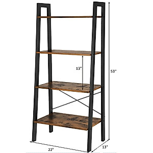 Aienid Solid Wood Black Bookshelf 5 Tier Modern Ladder Bookshelf Organizers, Metal Frame Bookshelf for Small Spaces in Your Living Rooms, Office Furniture Bookcase