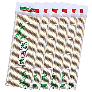 JIALEEY Bamboo Sushi Rolling Mat, 9.5x9.5 Inch, 6 PCS Set