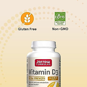 Jarrow Formulas Vitamin D3 62.5 mcg (2,500 IU) - 100 Servings (Softgels) - Bone Health, Immune Support & Calcium Metabolism Support - Vitamin D Supplement - D3 Vitamins - 2500 Vitamin D - Gluten Free