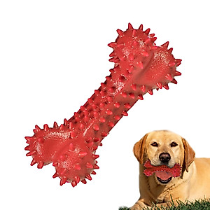 KSIEE Bone Dog Toy, Puppy Chew Toys Rubber, Teething Pet Toys, Natural Puppy Toys for Dog, Puppy, Playtime, Promotes Dental and Gum Health for Your Pet (Red)