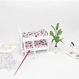 EatingBiting 1:12 Handmade Mini Miniature Double Bedroom Furniture Bunk Bed Ladder Bunk Beds Room Furniture Accessories