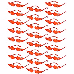 Hoteam 24 Pairs Fire Flame Sunglasses for Women Fire Flame Glasses Retro Wave Rimless Flame Shaped Glasses for Men Party Costume (Red)