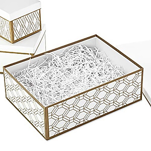 Hallmark Nested Gift Boxes with Lids and Fill (Set of 3, White and Gold, Assorted Sizes) for Valentine's Day, Weddings, Bridal Showers and More