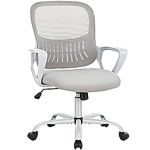 Office Chair, Mid Back Desk Chair1 Ergonomic Mesh Computer Gaming with Larger Seat, Executive Height Adjustable Swivel Task with Lumbar Support Armrest for Women Adults