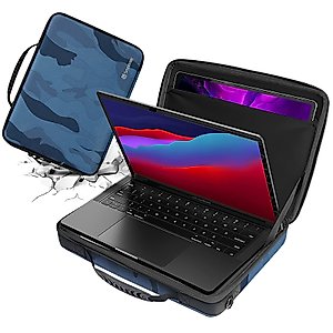 Smatree Hard EVA Laptop Shoulder Bag for 14.2 inch MacBook Pro M4/M3/M2 2024/2023/A2918/A2992/A2779/A2442,13.6 inch MacBook Air 2025/2024/2022/A3313,14 inch MacBook Pro/Air Organizer Bag(Navy Blue)