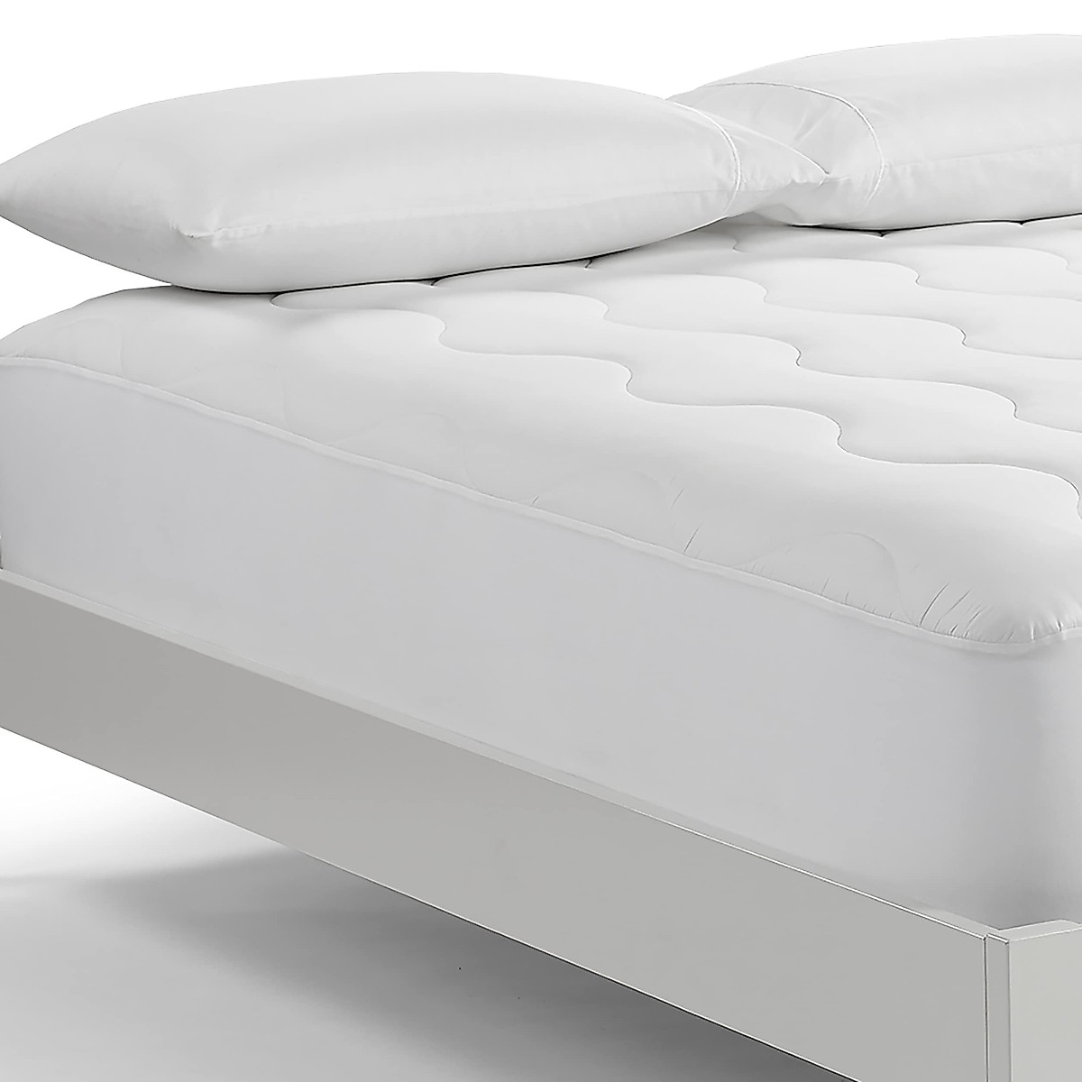 Serta Air Dry Extra Comfort Microfiber Fill Cooling Fitted Mattress Pad Cover, Queen, White