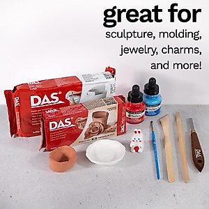 DAS Air-Hardening Modeling Clay - Terra Cotta Clay 1.1lb Block - Pliable Air Clay for Sculpting and Coating - Easy to Use Air Dry Modeling Clay - Molding Clay for Sculpting and More