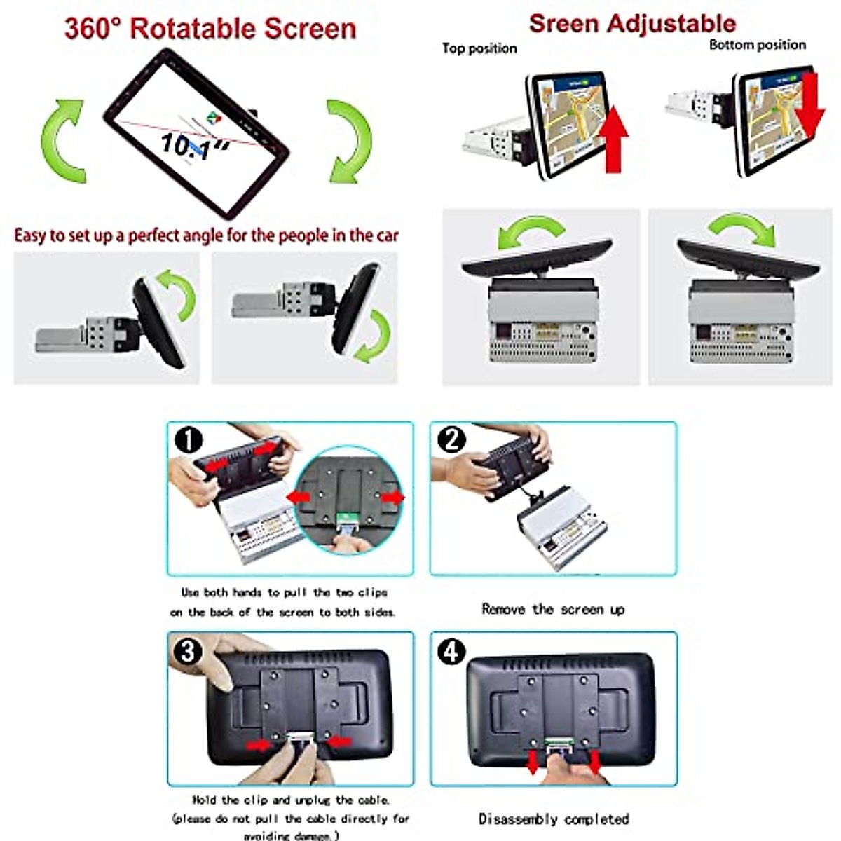 Android Stereo Hikity Single Din Car Stereo 10" HD Capacitive Vertical Rotatable Touch Screen Car Radio with Bluetooth GPS & Backup Camera, Car Audio Receivers Support WiFi Subwoofer Mirror Link