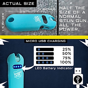 Streetwise Smart 24,000,000 Stun Gun Keychain Rechargeable with LED Flashlight - Personal Defense Equipment - Protection Keychain - Teal