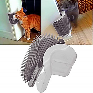 Cat Self Groomer with Catnip Pouch, 4 Pack Wall Corner Scratcher Groomers Soft Grooming Massage Combs for Short Long Fur Cats,Cat Brush Toy for Indoor Cats Kitten