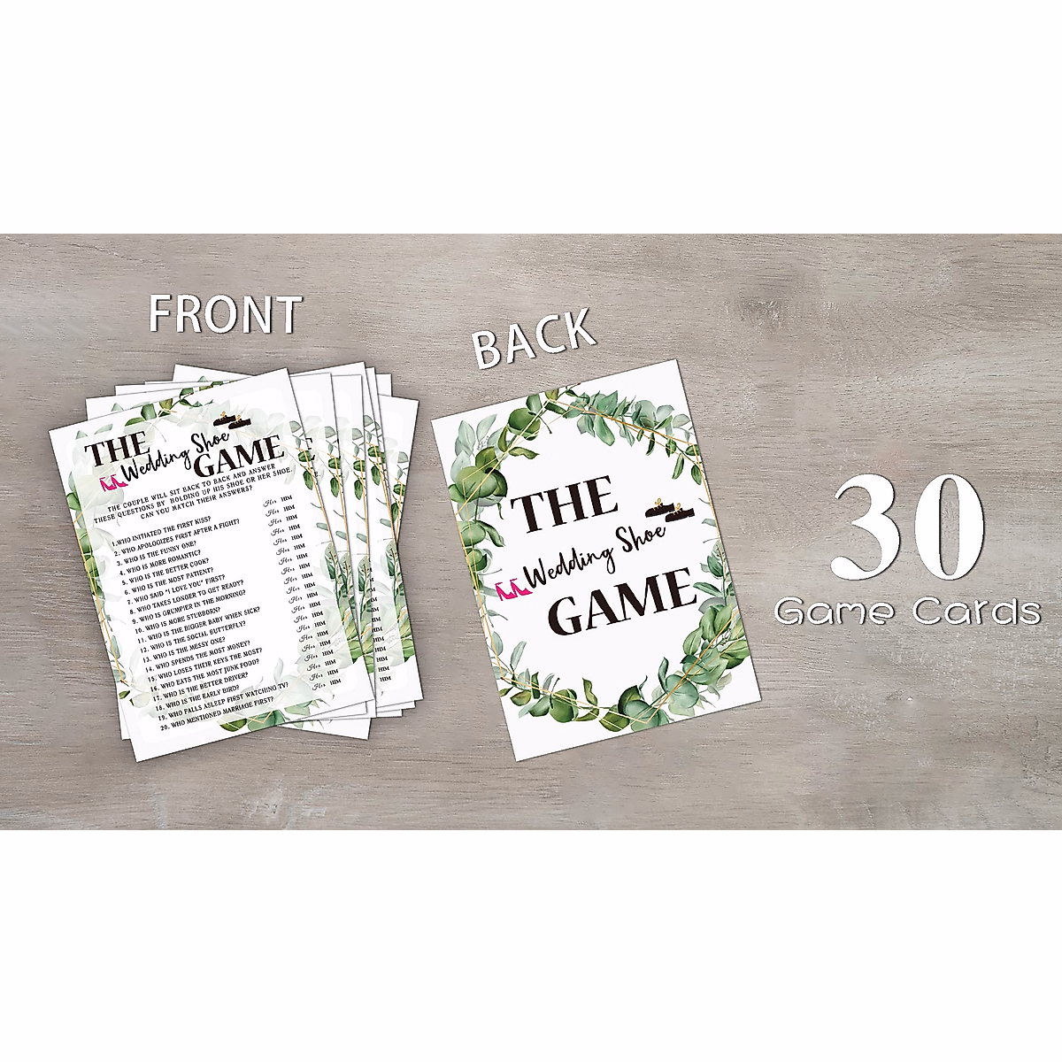 Bridal Shower Game Cards, Wedding Shoe Game, Tropical Jungle Theme Engagement Party Cards For Wedding, Set of 30 Cards(Leaf004)