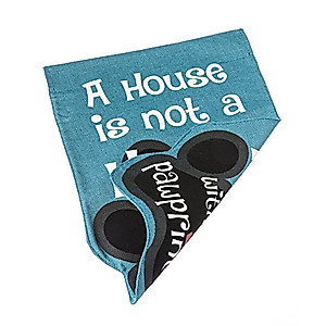 Evergreen House is Not a Home without Pawprints Garden Size Flag | Double Sided Stitching Burlap | Blue | 18-in x 12.5-in | Pet Dog Love | Outdoor Home Décor Lawn Yard Patio Deck Porch