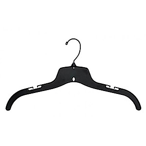 NAHANCO 25500BH Plastic Shirt Hangers, Super Heavy Weight with Black Hook, 17", Black