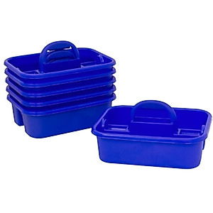 Akro-Mils 09185 Plastic Tote Tool & Supply Cleaning Caddy with Handle, (18-3/8-Inch x 13-7/8-Inch x 9-Inch), Blue (09185BLUE)